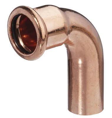 Perskoppeling koper bocht 90° mf Ø22